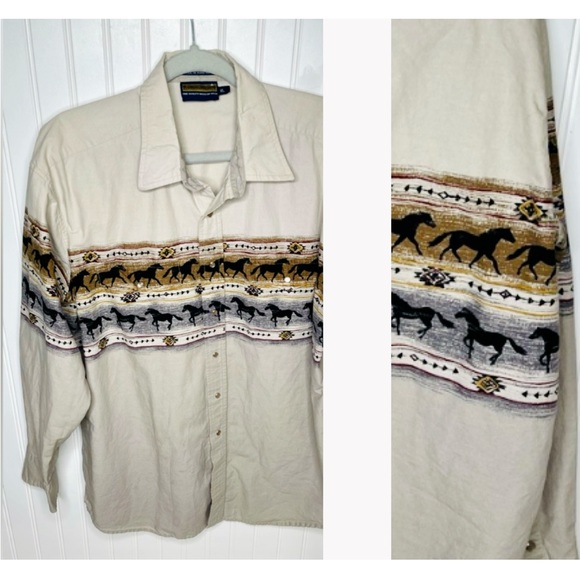 Panhandle Slim | Shirts | Vintage Panhandle Slim Pearl Snap Horses ...